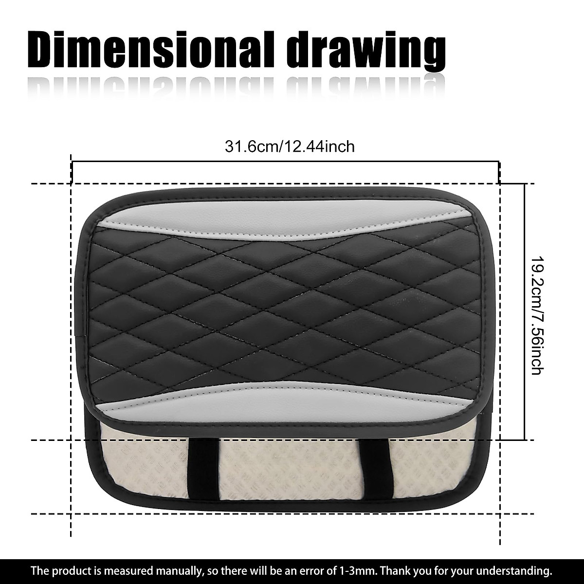 Car Center Console Cushion Pad Accessories Interior Protection Universal Leather Waterproof and Anti-scratch Armrest Seat Box Cover Profector for Most Car SUV Vehicle (Grey)