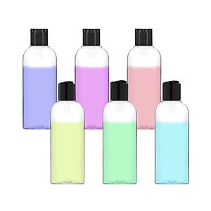 YICTEK 3.4 Oz Clear Empty Travel Bottles with Disc Cap 6 Pcs, 100ml TSA Transparent Plastic Travel Size Bottles and Refillable Travel Containers for Shampoo and Lotion