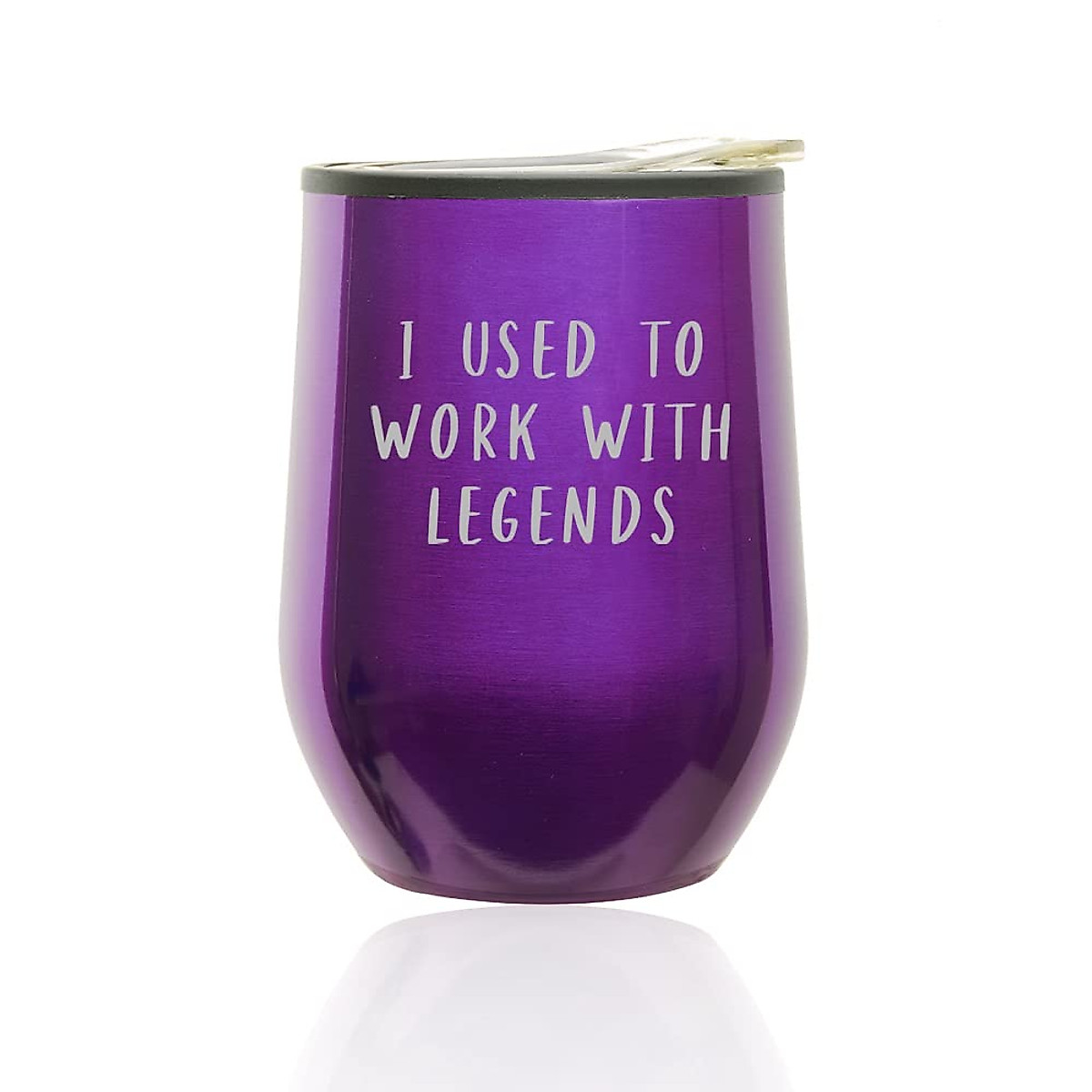 Stemless Wine Tumbler Coffee Travel Mug Glass with Lid I Used To Work With Legends Going Away Gift For Coworker New Job Funny (Royal Purple)