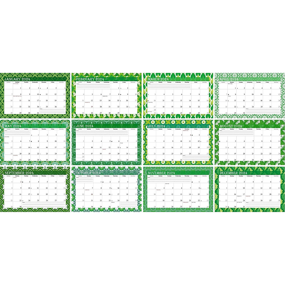 2024 Photo Frame Wall Spiral-bound Calendar (Add Your Own Photos) - 12 Months Desktop/Wall Calendar/Planner - (Edition #06)