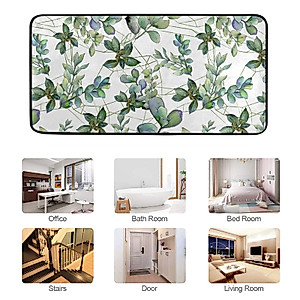 Eucalyptus Rug Eucalyptus Kitchen Rug Mint Green Anti Fatigue Mats for Kitchen Floor Sage Green Kitchen Mat Under Sink Mats Non Slip Soft Standing Mats Runner Carpet 39 X 20 Inch