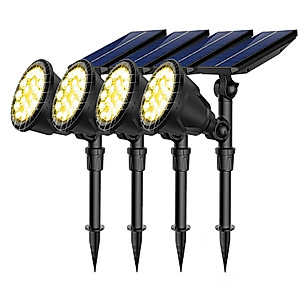 JSOT 600 Lumen Bright Solar Lights Outdoor Waterproof,Solar Powered Landscape Spotlights Solar Walkway Lighting for Backyard Garden Pathway Driveway Path Wall Patio Decor Warm White 4 Pack