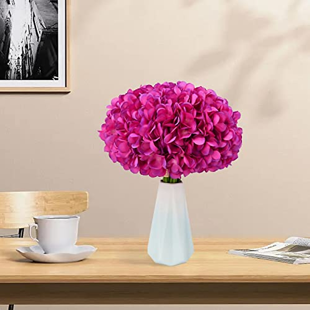 Softflame Artificial/Fake/Faux Flowers - Hydrangea Bundle Purple Color, Pack of 5, Totally 20 Heads, for Wedding, Home, Party, Restaurant