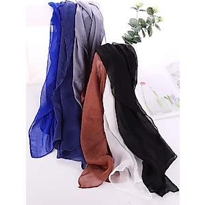Boao 6 Pieces Chiffon Scarf 1950s Square Scarf Neck Head Scarfs Vintage Soft Scarf Polyester Scarves for Women Girl Lady (Black, Navy, Royal Blue, Coffee, Gray, White)