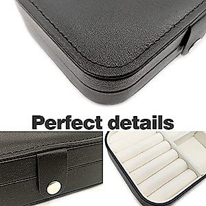 Zoe sunny small jewelry box - mini jewelry box - Women travel jewelry case, Portable small jewelry organizer for Rings Earrings Necklace, Gifts for Girls Women (Black)