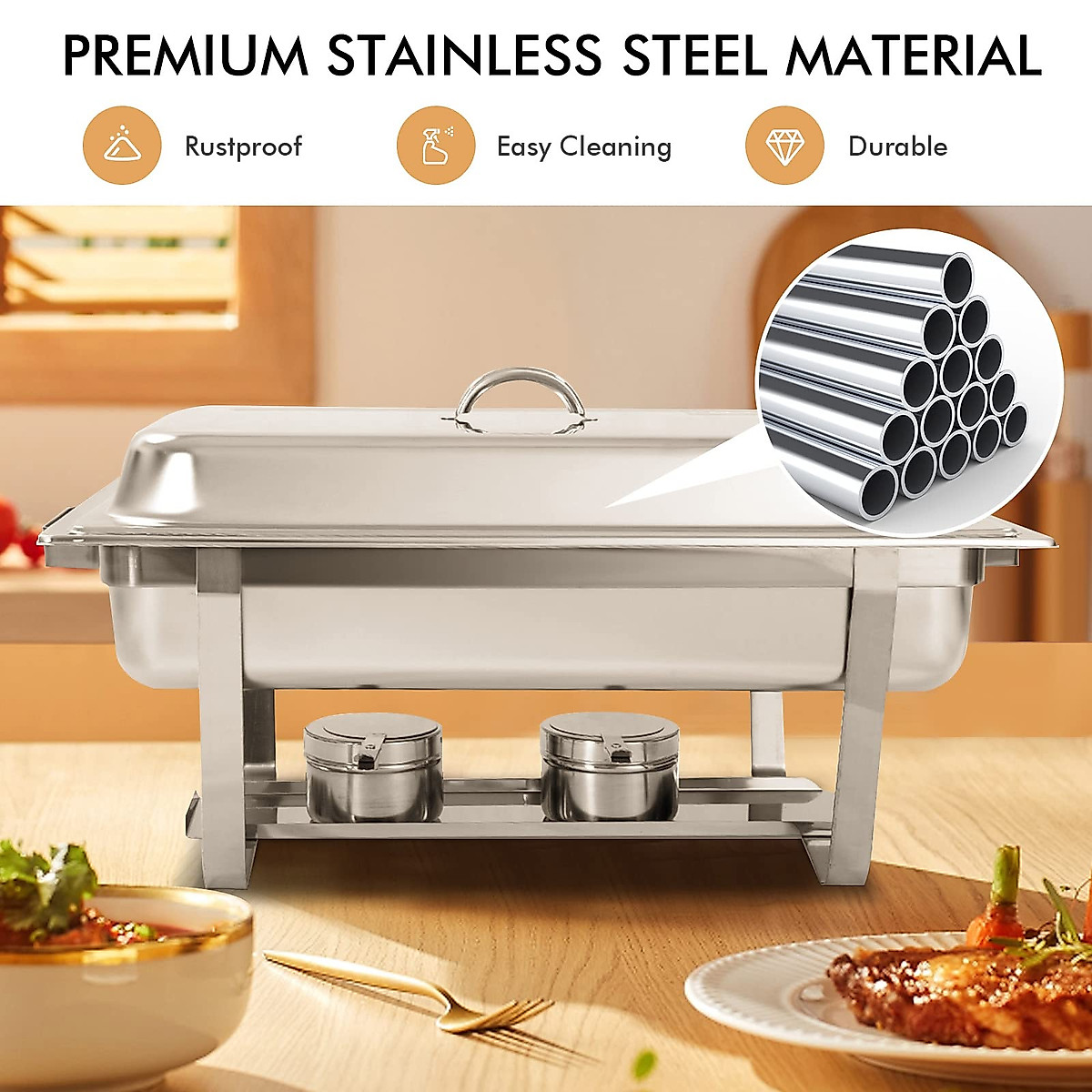 Happygrill 2 Pack Chafing Dish 9 Quart Chafing Dish High Grade Stainless Steel Chafer Dish Set