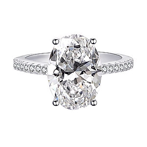 Aimys 925 Silver Elliptical Perfect Cutting 3ct CZ Engagement Rings For Women Cubic Zirconia Promise Halo Engagement Ring Solitaire Engagement Ring Size 6-10 (7)