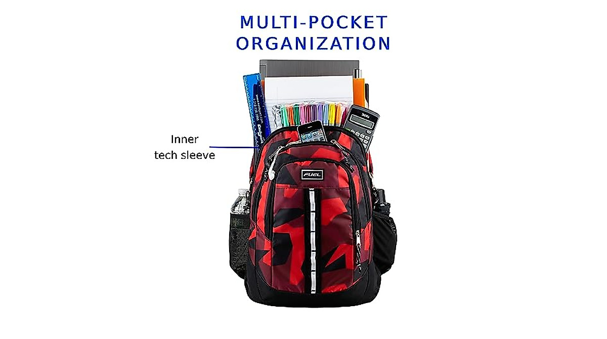 FUEL Large Multipocket Backpack - Red Camouflage