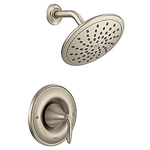 Moen Eva Brushed Nickel Posi-Temp Shower Faucet Trim with Eco-Performance Rainshower Showerhead, Valve Required, T2232EPBN