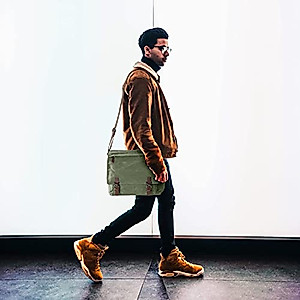 Canvas Messenger Bag for Men Women,Travel Satchel Shoulder bag 15.6 Inch Laptop Bag briefcase Business (Green)