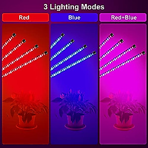 LEBANDWIT Grow Lights for Indoor Plants, LED Clamp Grow Light Auto On/Off 6/9/12H Timer, 10 Dimmable Levels from Seeding to Harvest (4 Heads)