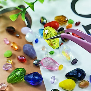 Honkoolly 60pcs Teardrop Crystal Glass Beads 8x12mm Vertical Hole Faceted Glass Teardrop Spacer Beads for Bracelets Necklace Earring DIY Jewelry Making Craft(Mix Colors Series)