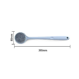 INGVY Dry Brushing Body Brush Long Handle Multifunctional Silicone Brush Body Double-Sided Bath Shower Brush Back Massage Exfoliation Wisp Body Scrub Brush (Color : B)