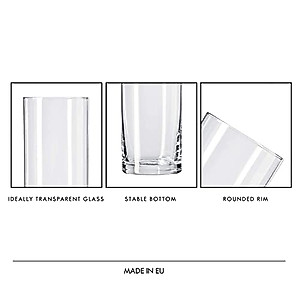 Krosno Tall Water Juice Beverage Drinking Highball Glasses | Set of 6 pieces | 6.8 oz | Pure Collection | Ideal for Home, Restaurant, Events & Parties | Dishwasher Safe