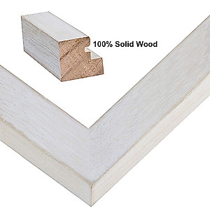 RPJC 11x14 inch Photo Frame Made of Solid Wood High Definition Glass Display Pictures for Wall Mounting Picture Frame with Stand Rustic White