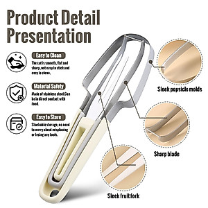 SINGYEIEC 3-in-1 Watermelon Cutter Slicer Tool, Stainless Steel Watermelon Cutter Slicer, Creative kitchen fruit cutter tool, Watermelon Popsicle Mould, melon cutter, portable fruit fork