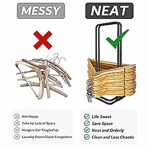 Hanger Storage Organizer Holder Stacker Stand Portable Stander Hangers Rack for Laundry Closet Dry Cleaning Room Adult or Child Clothes Hangers Black Space Saving Keep Laundry Room Neat and Clean