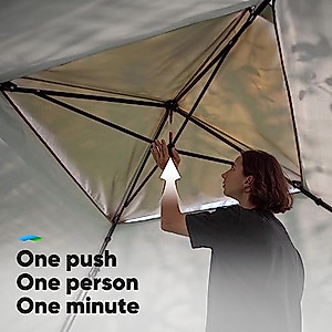 Quictent 13'x13' Pop up Gazebo Canopy Tent with Sidewalls, One Person Setup Easy Outdoor Party Tent Enclosed Waterproof, 169 sqft Shade, Beige/Khaki