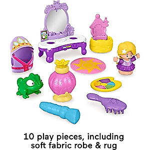 Fisher-Price Little People – Disney Princess Get Ready with Rapunzel, 10-Piece Pretend playset for Toddlers and Preschool Kids Ages 18 Months to 5 Years