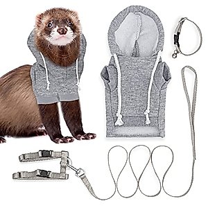 Ferret Sweater, Leash and Collar Set - Ferret Costume - Ferret Accessories - Small Ferret Clothes - Clothes for Ferrets - Ferret Stuff - Hoodies for Ferrets with Leash, Harness, and Collar
