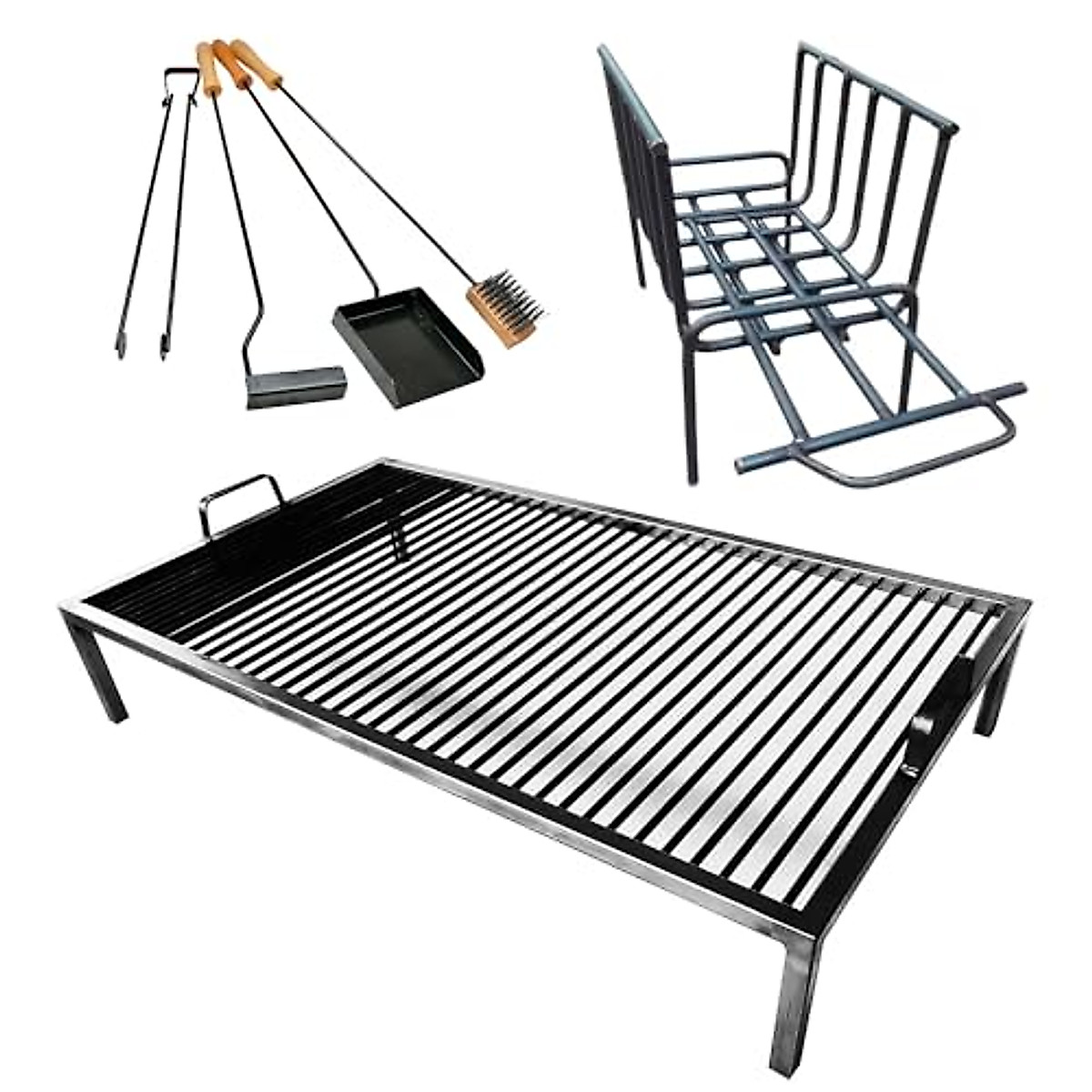 Luxury Argentine Grill + Brazier - Iron Argentina Grill - BBQ Parrilla Asado - Sor Pampa Grill (28 x 2o inches)