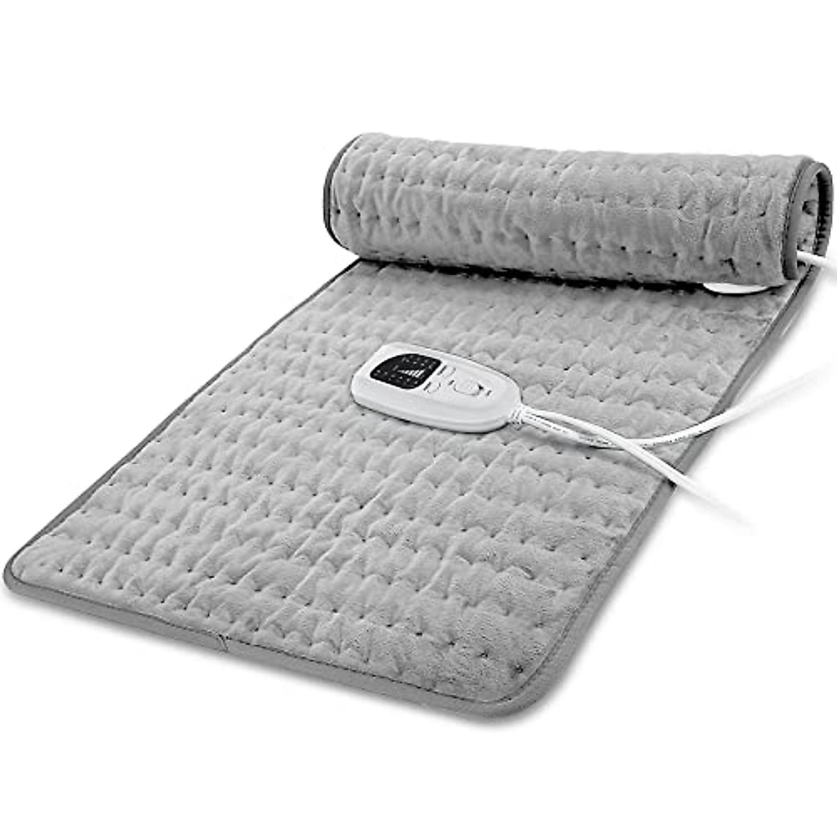 Electric Heat Pad for Back Pain and Cramps Relax - Electric Heat Pad with 6 Heat Settings (Silver Gray, 24''×12‘’)