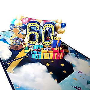 60th Greeting Birthday Cards, Pop Up Happy 60th Birthday Card for Him or Her, Cheers 60 Years Old Birthday Cards Best for Husband, Wife, Mom, Dad, Sister, Brother, Friend