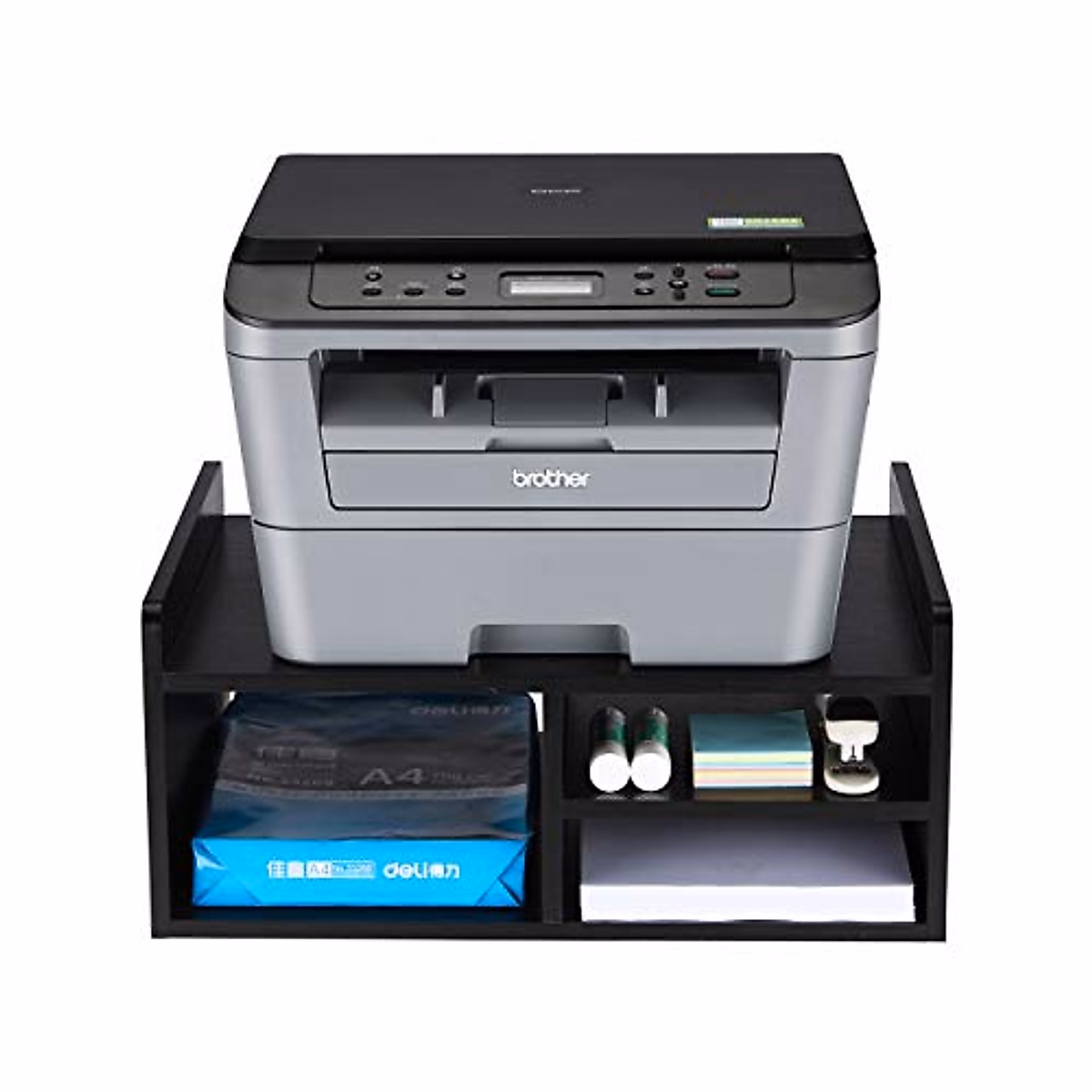 PAG Monitor Printer Stand Computer Riser with Storage Wood Desk Organizer for Home/Office, 2-Tier, Black