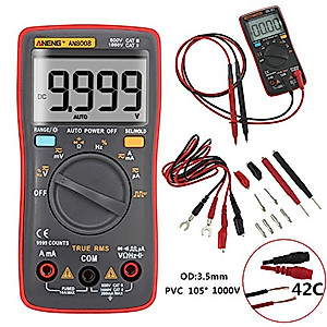 Alloet AN8008 True-RMS Digital Multimeter Square Wave Voltage Ammeter MAX Display 9999 Counts Auto/Manual Ranges True RMS
