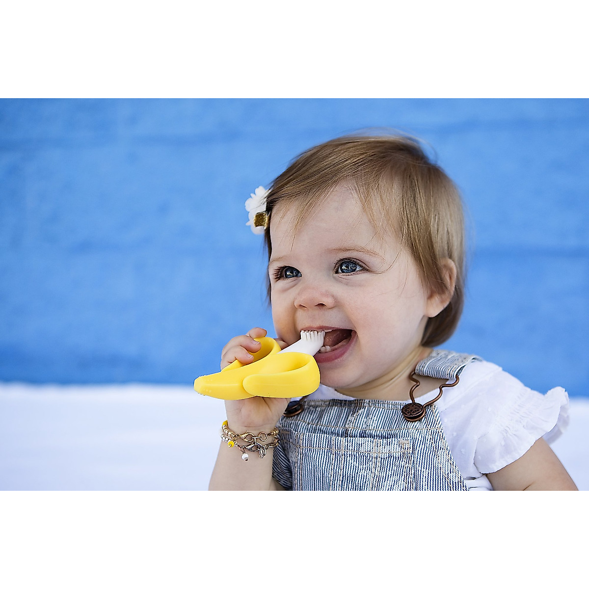 Baby Banana Yellow Banana Infant Toothbrush, Easy to Hold, Made in the USA, Train Infants Babies and Toddlers for Oral Hygiene, Teether Effect for Sore Gums, 4.33" x 0.39" x 7.87"