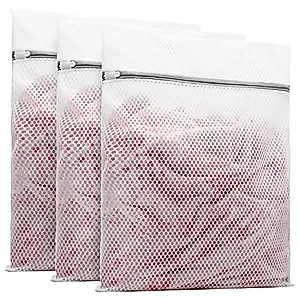 3Pcs Durable Honeycomb Mesh Laundry Bags for Delicates 16 x 20 Inches (3 Large)