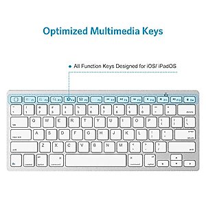 OMOTON Ultra-Slim Bluetooth Keyboard for iPad 10.2(9th/ 8th/ 7th Generation)/ 9.7, iPad Air 4th Generation, iPad Pro 11/12.9, iPad Mini, and More Bluetooth Enabled Devices, White