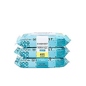 The Honest Company Sanitizing Alcohol Wipes, Unscented, 50 Count (Pack of 3)