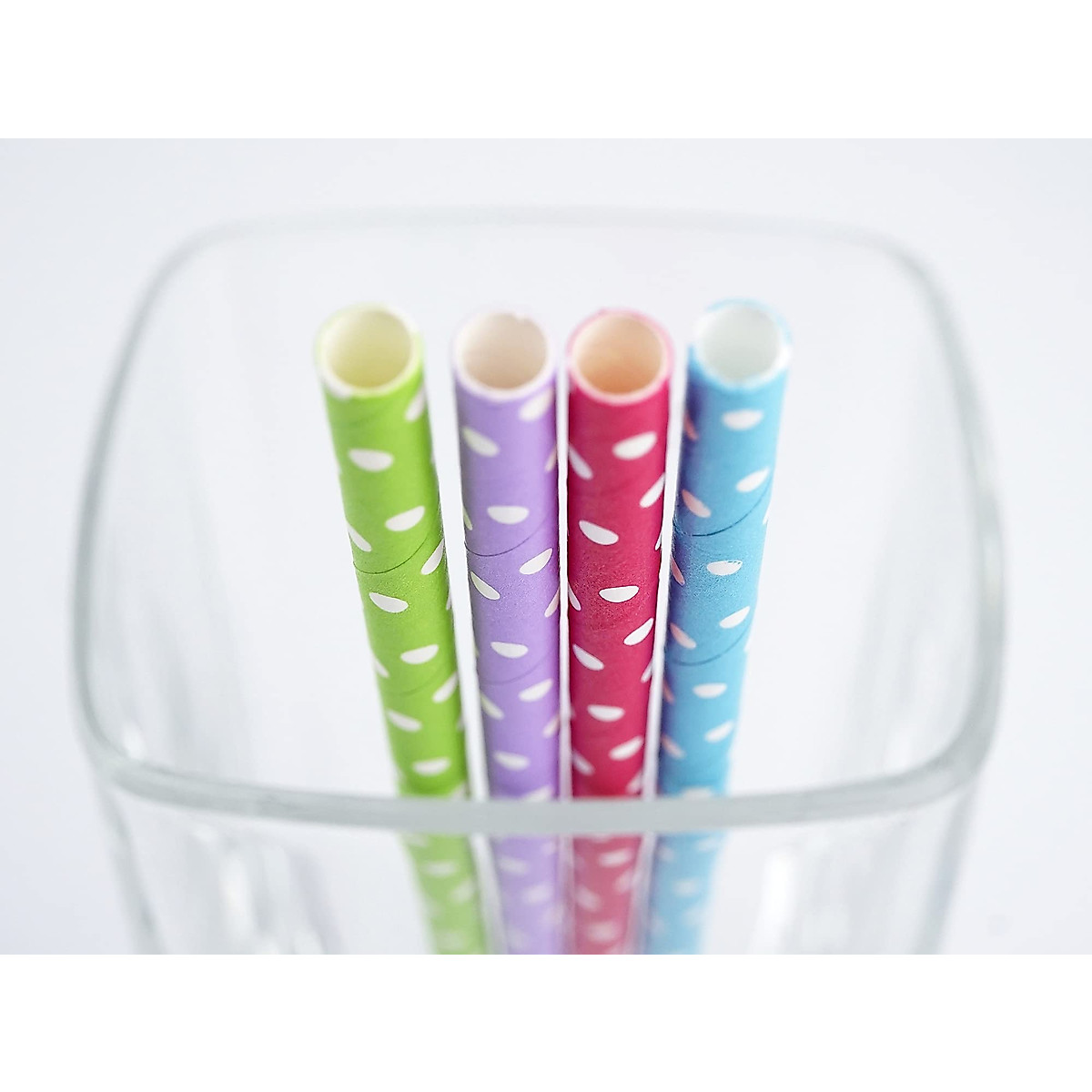 RSVP International (PS-1000D) Dotted Paper Straws, 100 Count | Each Straw 7.34" Long | Lovely Design & Biodegradable | For Hot & Cold Beverages | For Parties, Events & More