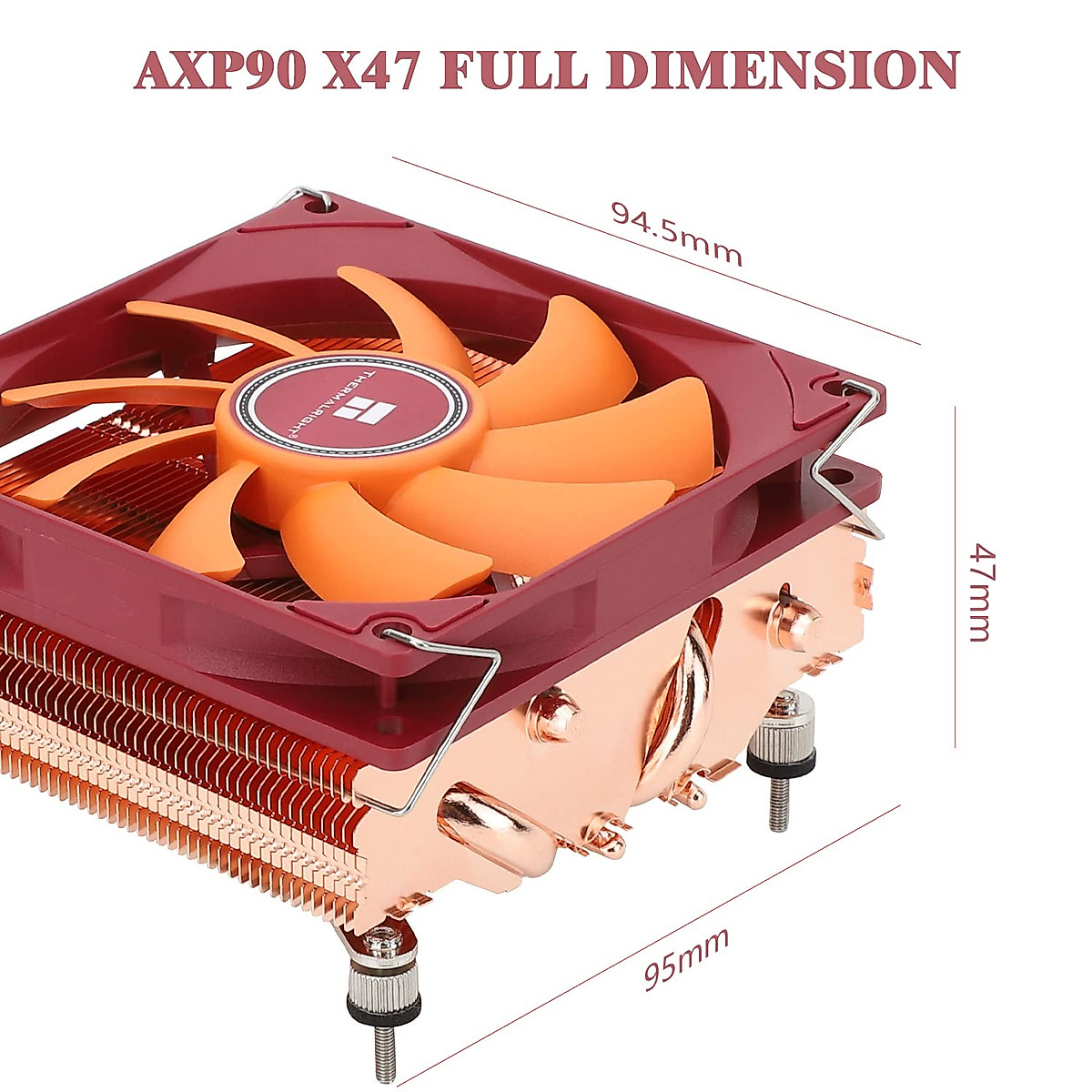 Thermalright AXP90-X47 Full Cooper Low Profile CPU Cooler, with 92mm TL-9015R Slim PWM Fan ITX CPU Cooler, AGHP Technology, 47mm Height,for AMD AM4 AM5/Intel 1700/1150/1151/1200(AXP90 X47 Full)