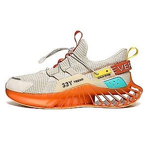 Ahico Mens Running Sneakers Walking Shoes Mesh Comfortable Lightweight Tennis Breathable Sport Casual Athletic Workout Orange, 9.5
