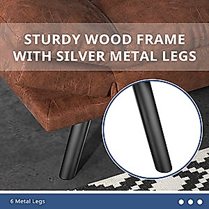 FONTOI Futon Sofa Bed Memory Foam Couch Sleeper Daybed Foldable Convertible Loveseat, Brown