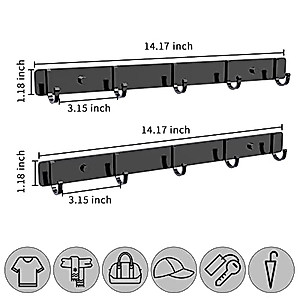 LEMONIDEA Wall Mounted Hook Rack 5 Hanging Hooks Entryway Kitchen Bathroom Storage Organizer Hanger for Coat Bag Hat Key Holder Set of 2