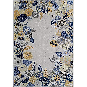 Rugs America Ivory & Multi Blooms Transitional Rug Royal Blossom Golden Ivory VA35D 5'0"X7'0" Area Rug