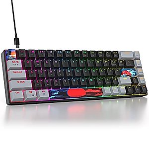 Owpkeenthy Portable 60% Percent Mechanical Gaming Keyboard, Mini Wired Ultra Compact RGB 68 Keys Office Keyboard with Red Switch Backlit for PC/PS5/XBOX(Dark/ 68 Red Switch)