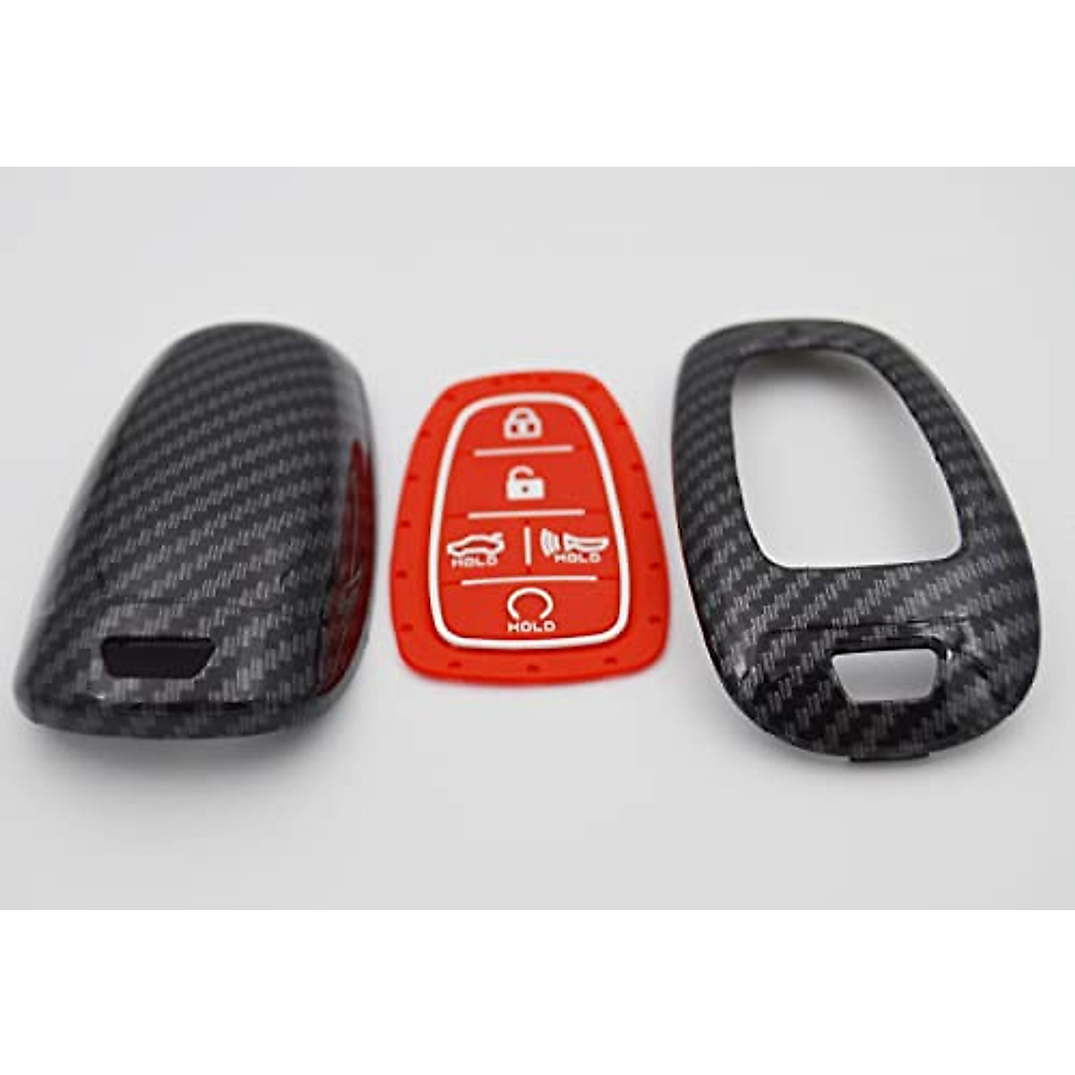 2-Layers Hybrid Carbon Key Fob Cover Case Protector for Hyundai Tucson Hybrid Se Sel Santa Fe Palisade Sonata Santa Cruz Ioniq 5 Nexo