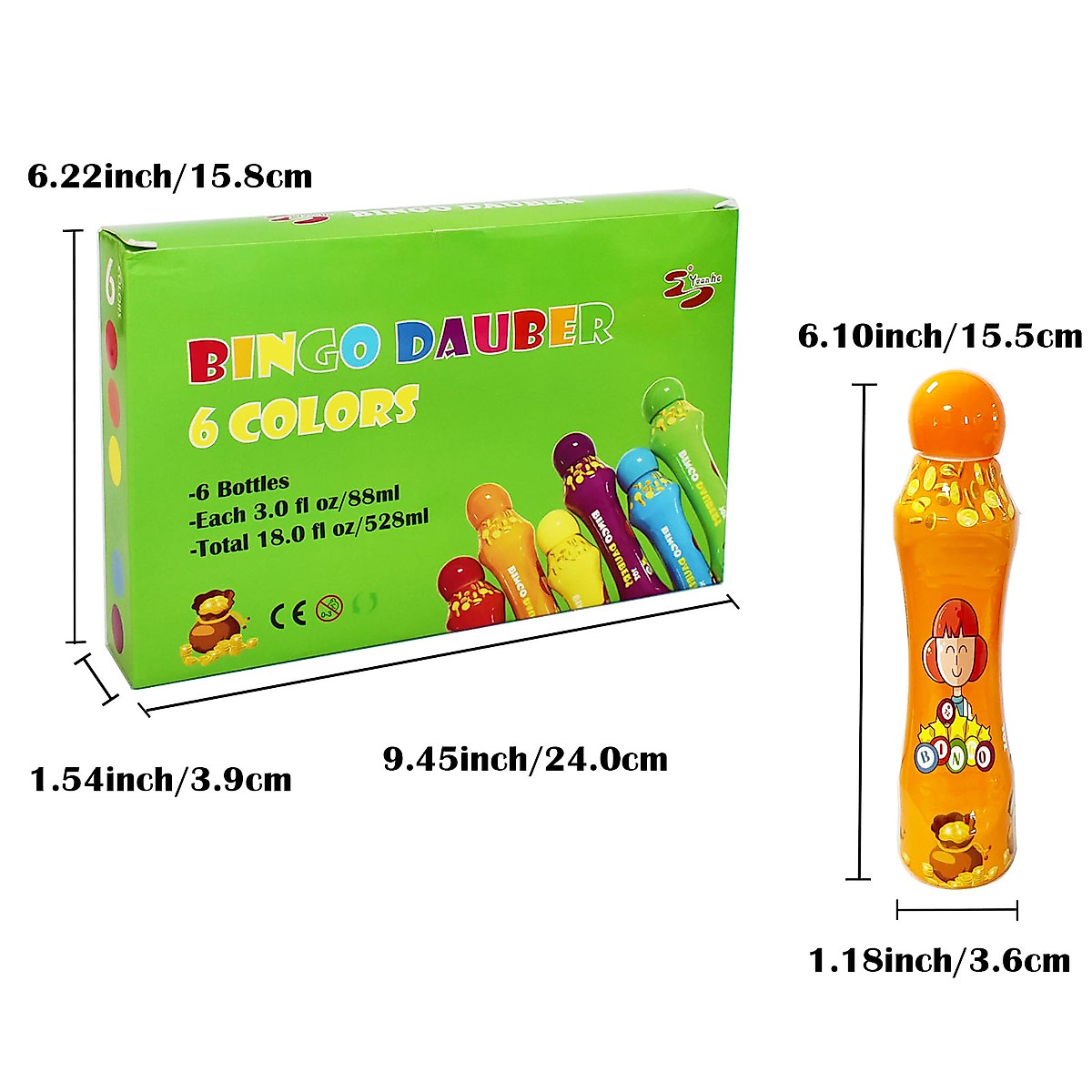 Yuanhe Bingo Daubers Dot Markers - 3 oz Paint Dotter Bingo Dabbers/Dobbers, Set of 6