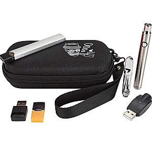 HUIZHU Hard Shell EVA Pouch double Zipper case for Storing Pen battery,non-slip and elastic bands for holding battery and USB charger tidy (Black)