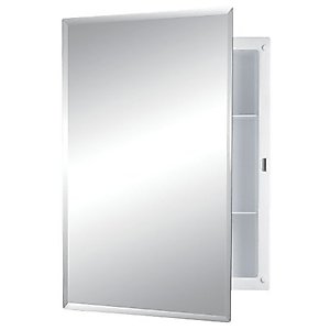 Jensen 781029 Builder Series Frameless Medicine Cabinet with Polished Edge Mirror, 16-Inch by 22-Inch by 3-3/4-Inch