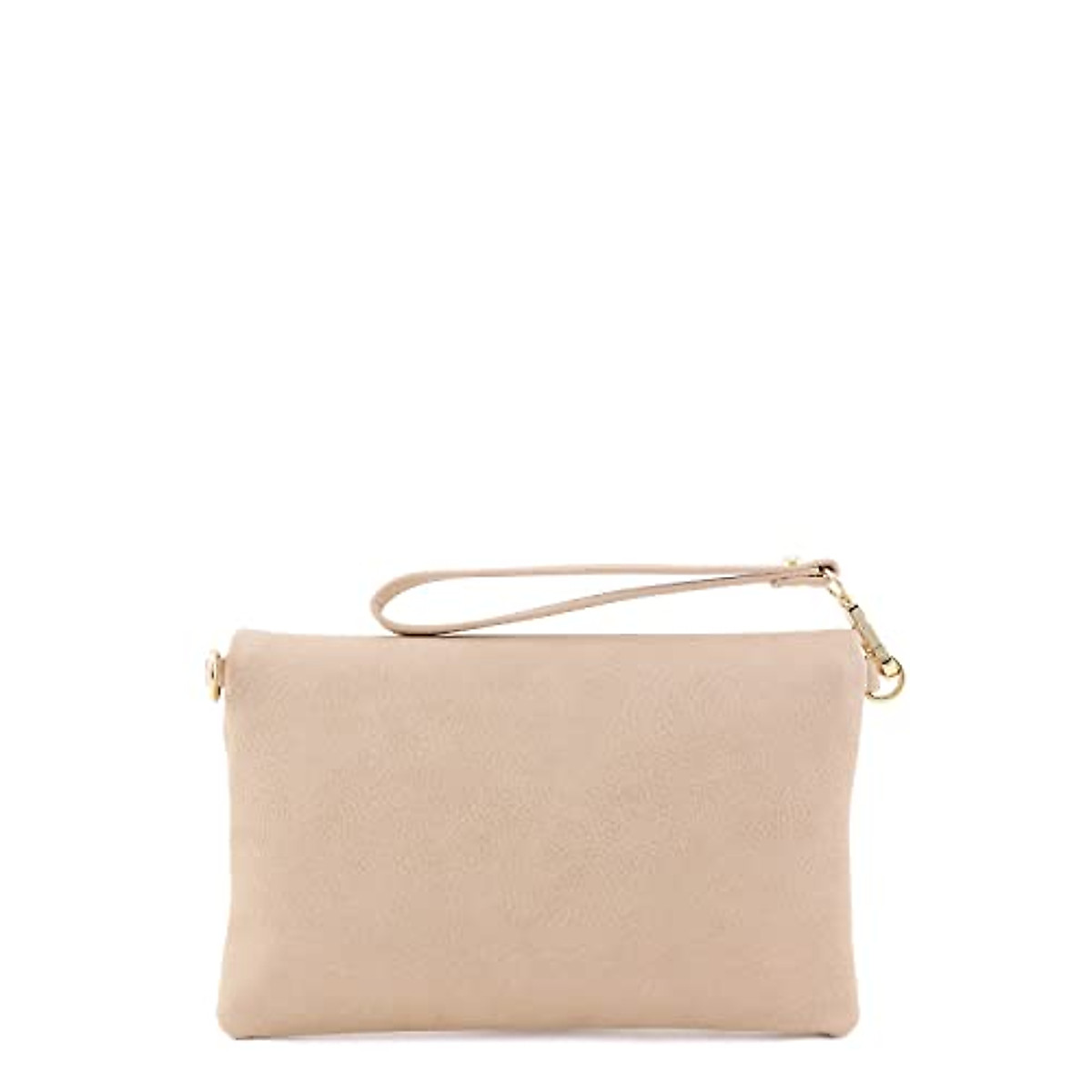 FashionPuzzle Envelope Wristlet Clutch Crossbody Bag with Chain Strap (Nude) One Size
