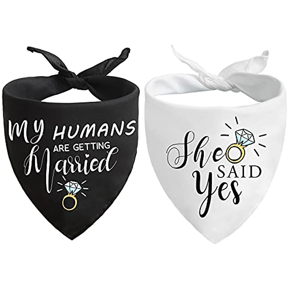 My Humans are Getting Married She Said Yes Dog Bandana, Wedding Engagement Photos, Pet Scarf Accessories,Pet Accessories for Dog Lovers, Bridal Shower Gift, Pack of 2