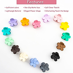 Cute Flower Claw Clips, 15 PCS 1.49 Inch Small Jaw Clips for Women Girls Thin/Medium/Thick Hair, 15 Colors Nonslip Strong Hold Clamps Catch Barrettes Hair Accessories