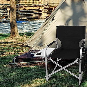 GDGYOFN Directors Chairs Foldable,Oversized Folding Chair with Side Table Cup Holder and Storage Bag, Lightweight Aluminum Outdoor Chairs, 400lbs Capacity Black