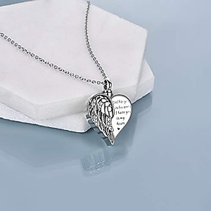YFN Wings Urn Necklaces for Ashes Sterling Silver Guardian Angel Wings Urn Necklaces Heart Cremation Memory Jewelry for Women Men
