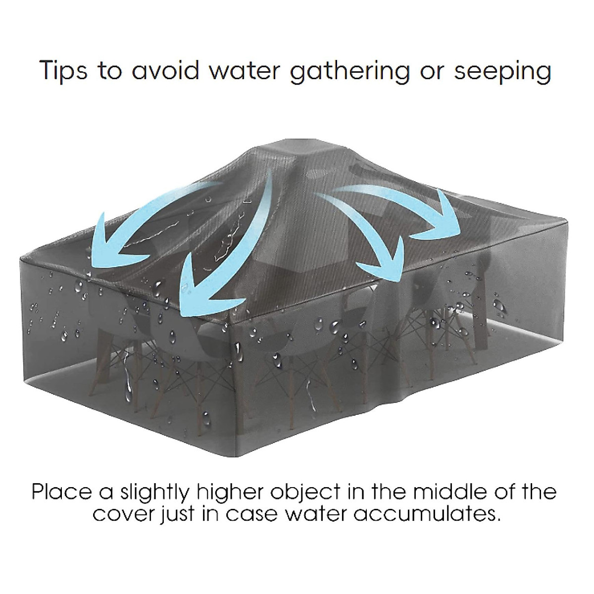 Patio Furniture Covers - 43.3x35.4x27.6 inch(LxWxH) 420D Waterproof Outdoor Furniture Cover, Windproof Coffee Table Cover with Adjustable Drawstring for Courtyard, Balcony and Terrace Furniture